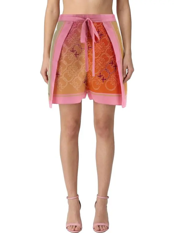 Pinko High-waisted Printed Silk Blend Shorts - Multicolor