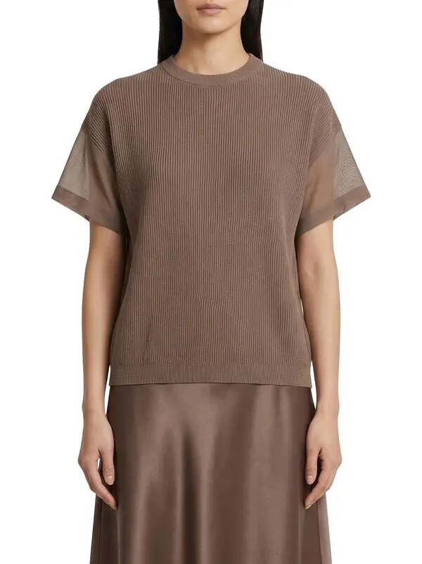 Brunello Cucinelli Cotton Knit Top - Brown