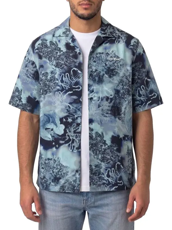 Off-White Printed Viscose Shirt - Blue
