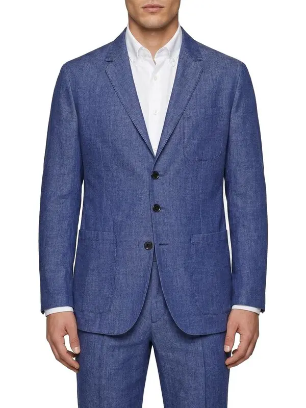 Boglioli Single-breasted Cotton Blazer - Blue
