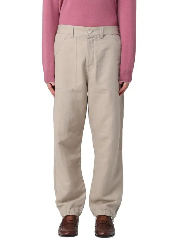 Brunello Cucinelli Wide Leg Linen And Cotton Trousers - Brown