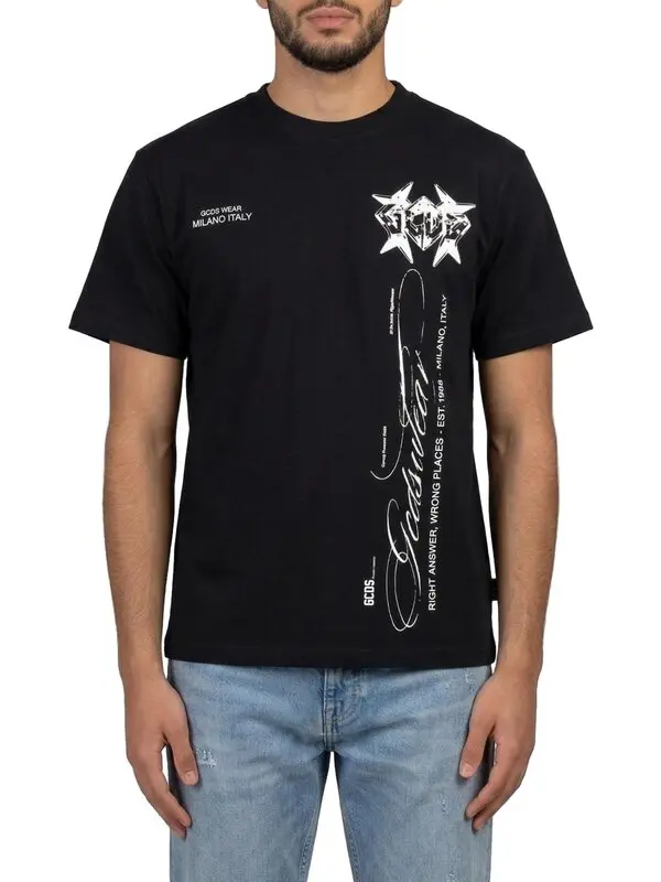 Gcds Printed Cotton T-shirt - Black