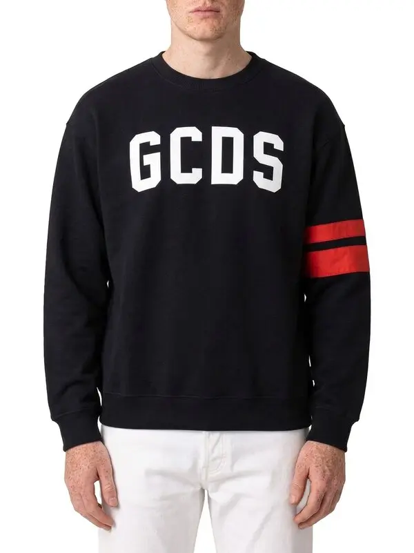 Gcds Crewneck Sweatshirt In Cotton With Logo - Black