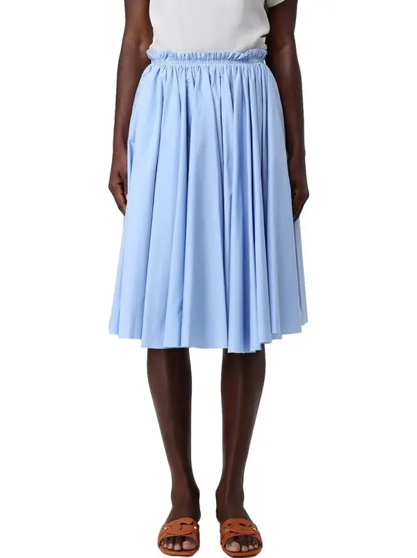 Ami Pleated A-line Skirt - Blue