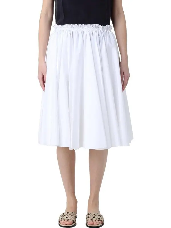 Ami Pleated A-line Skirt - White