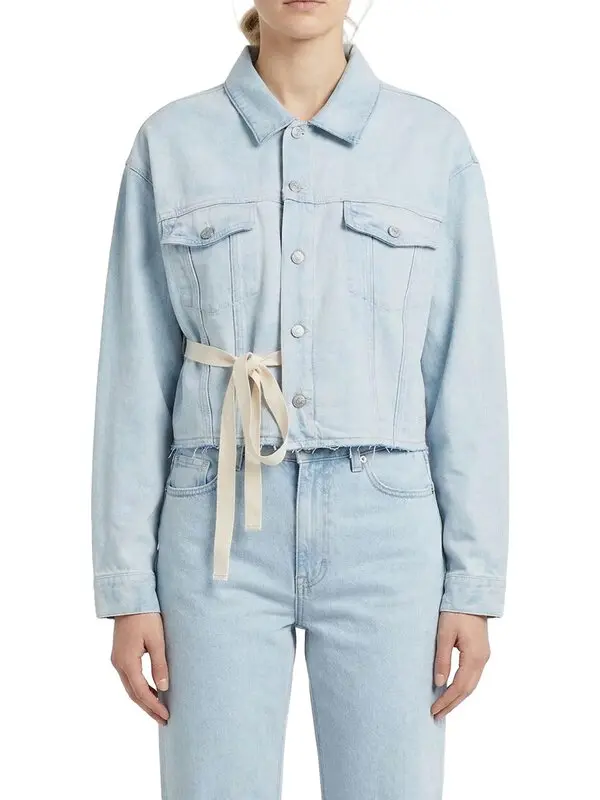 MAISON MARGIELA Denim Jacket With Tie Detail - Blue