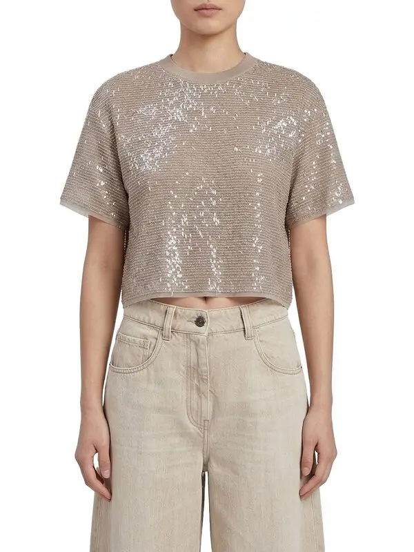 Brunello Cucinelli Short Sleeve Top - Silver