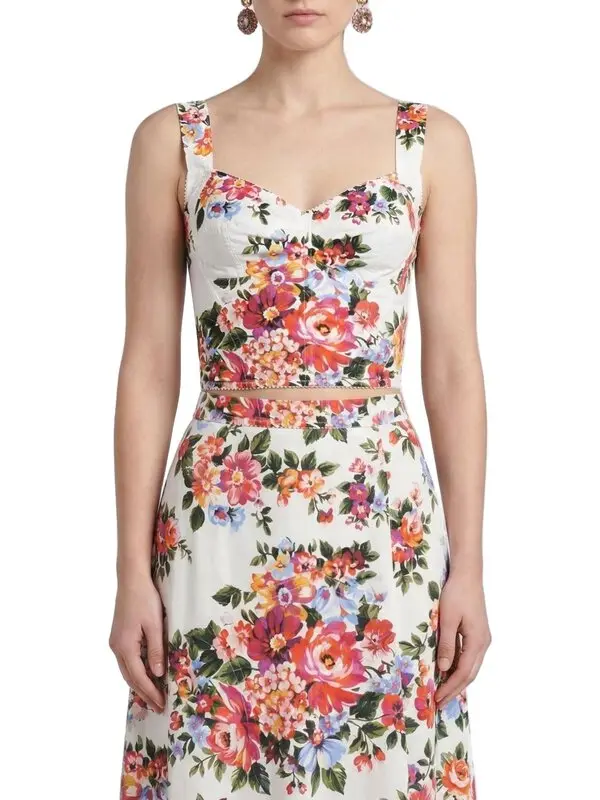Dolce & Gabbana Floral Print Top - White