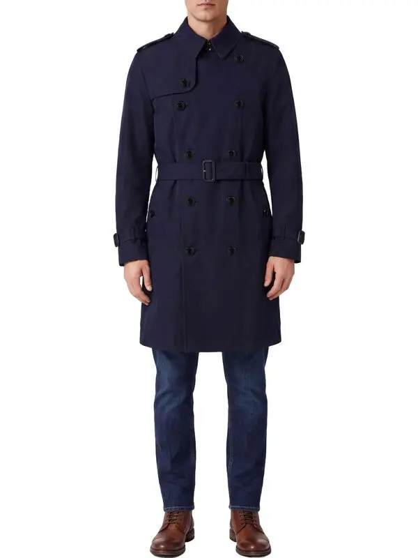 Burberry Double-breasted Cotton Trench Coat - Blue