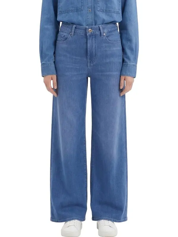 7 For All Mankind Wide Leg Stretch Jeans - Grey