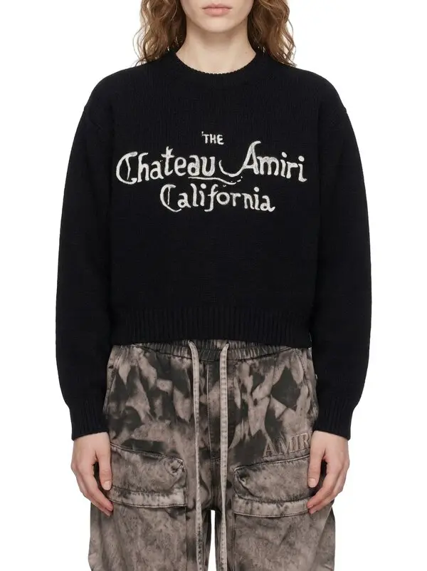 Amiri Cotton Blend Crewneck Sweater - Black