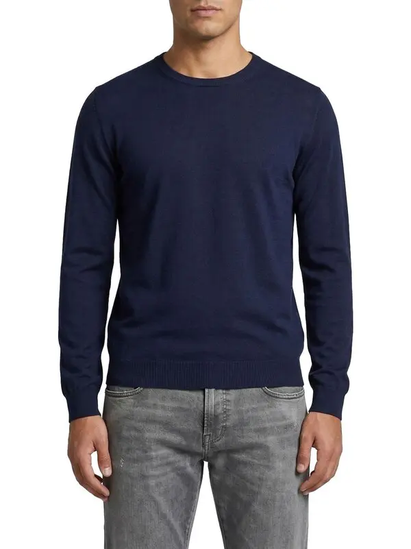 ROBERTO COLLINA Cotton Crew Neck Pullover - Navy