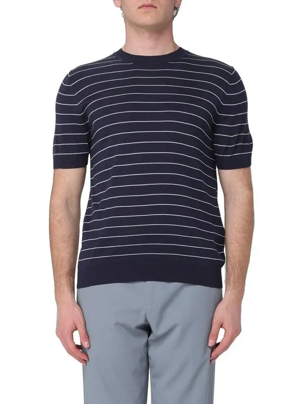 LARDINI Striped Knit Pullover - Blue