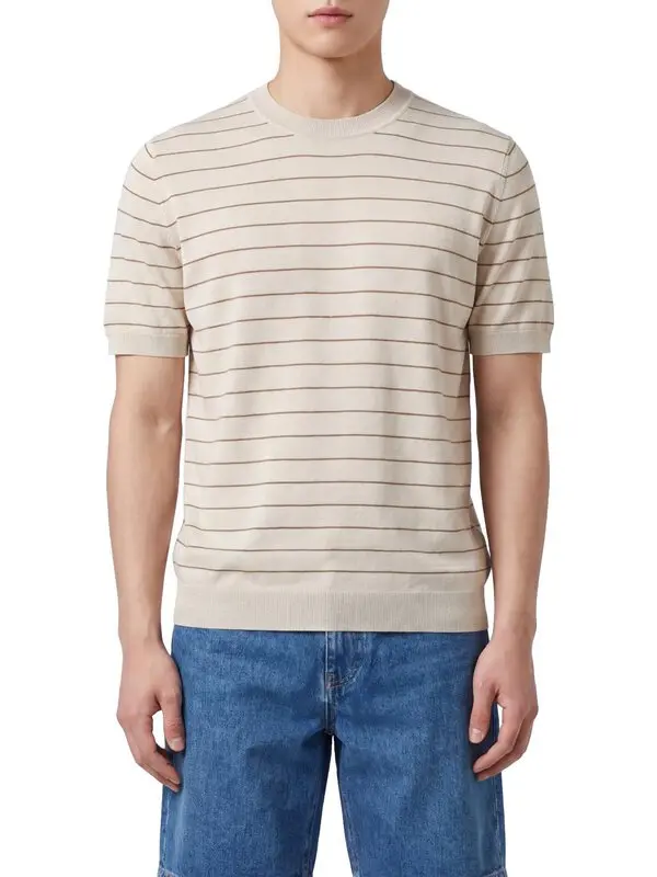 LARDINI Striped Silk Knit Top - Nude