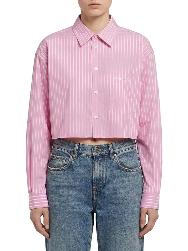 Balenciaga Striped Cotton Shirt - Pink