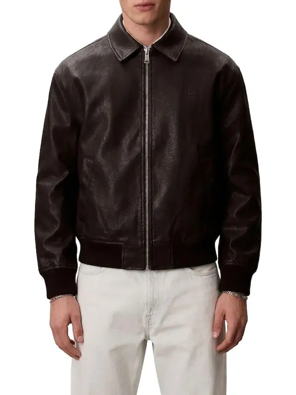 Calvin Klein Leather Jacket - Brown