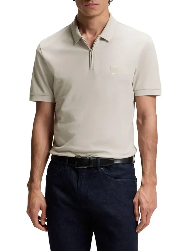 BOSS Cotton Polo Shirt With Logo - Grey