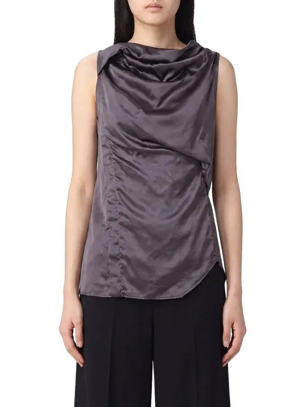 Rick Owens Sleeveless Cupro High Neck Top - Grey