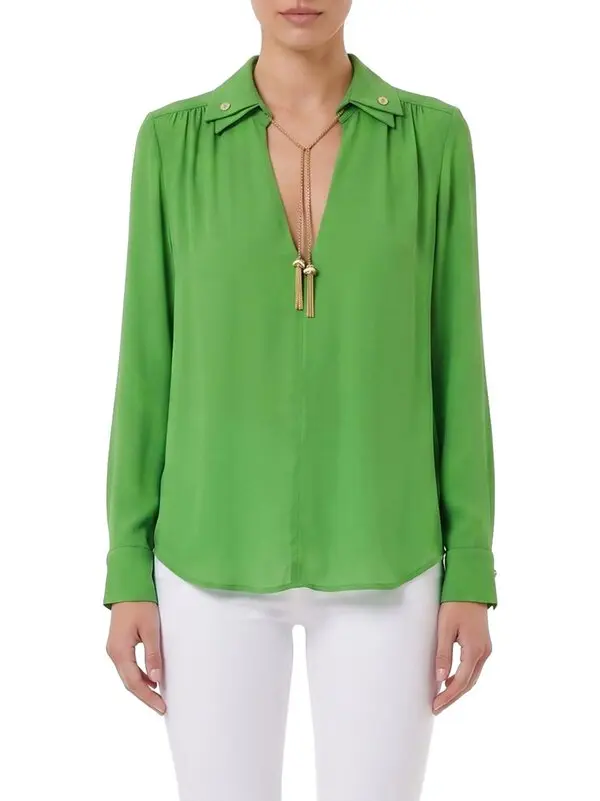 Elisabetta Franchi Draped Top With Tassel Detail - Green