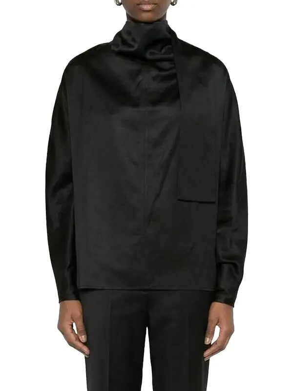 TOTEME Satin Blouse With Tie Scarf Neck - Black