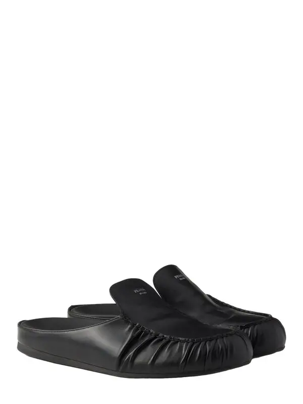 Prada Leather Mules - Black