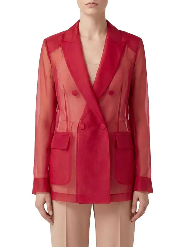 Max Mara Double Breasted Wool Blazer - Fuchsia