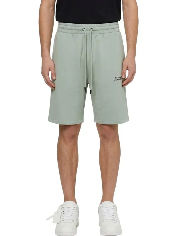 Off-White Cotton Jogging Shorts - Mint