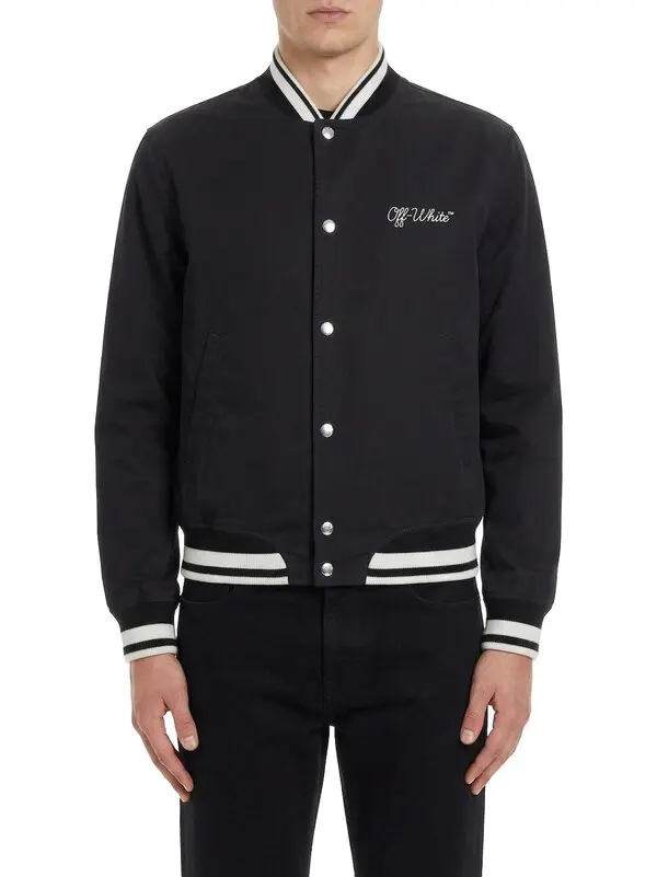 Off-White Cotton Varsity Jacket - Black
