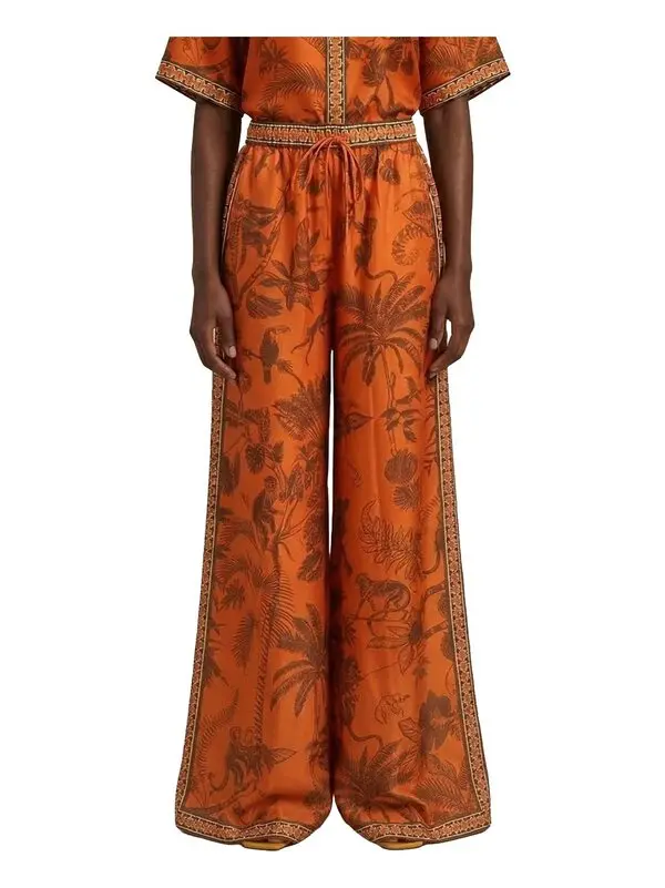ALEMAIS Printed Pants - Brick Red