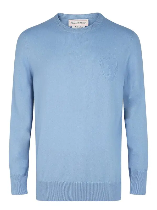 Alexander McQueen Cashmere Skull Sweater - Blue