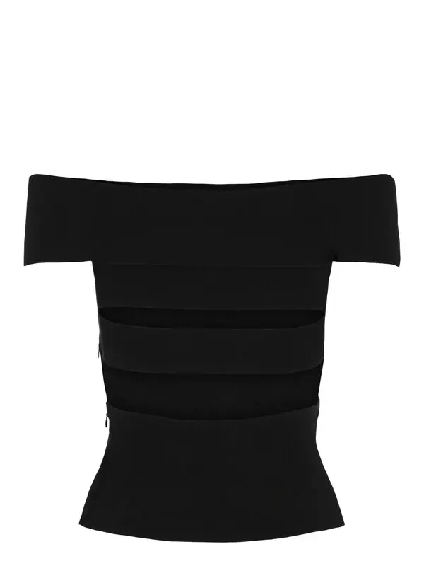 Alexander McQueen Sliced Off-the-shoulder Top - Black