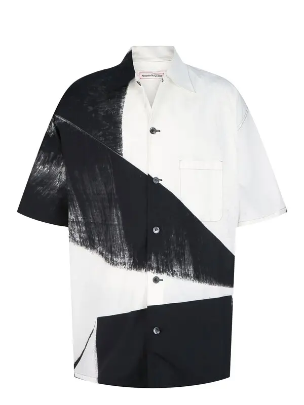 Alexander McQueen Brushstroke Print Hawaiian Shirt - Black