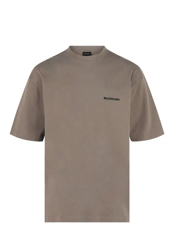 Balenciaga Embroidered Crewneck T-shirt - Tan