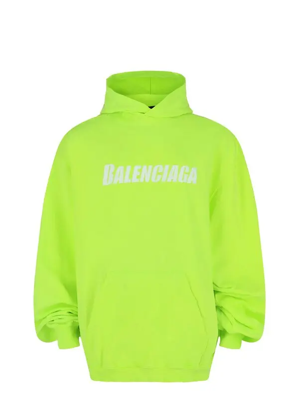 Balenciaga Caps Destroyed Graphic Print Hoodie - Yellow