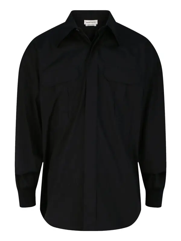 Alexander McQueen Drop Shoulder Military Shirt - Black