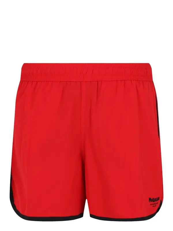 Alexander McQueen Logo Board Shorts - Red