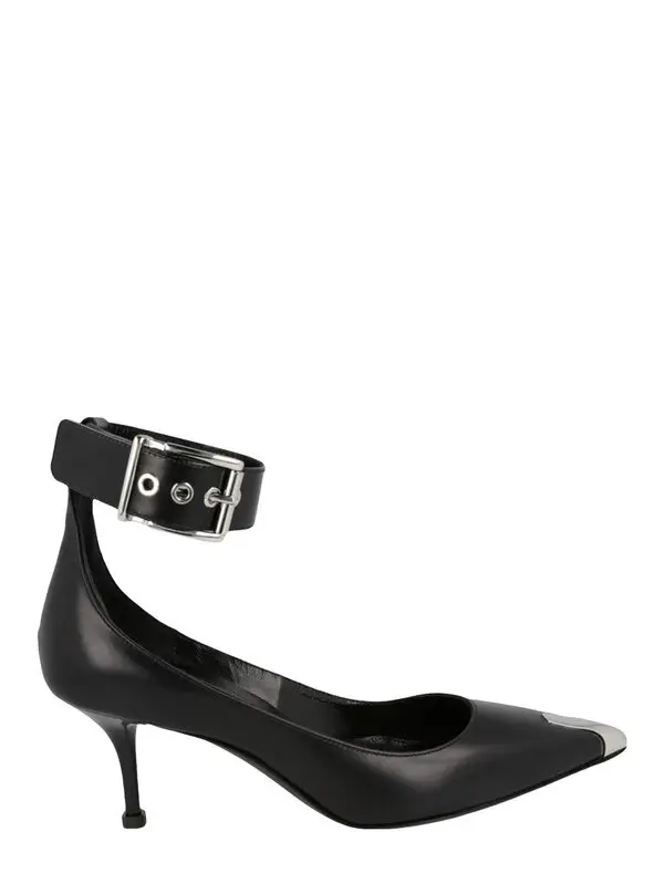 Alexander McQueen Buckle Leather Heel - Black