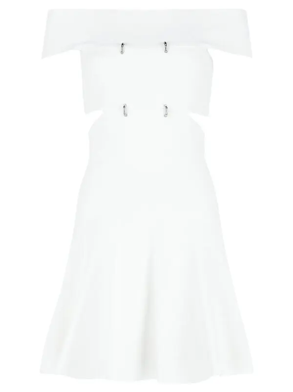 Alexander McQueen Off-the-shoulder Sliced Mini Dress - White