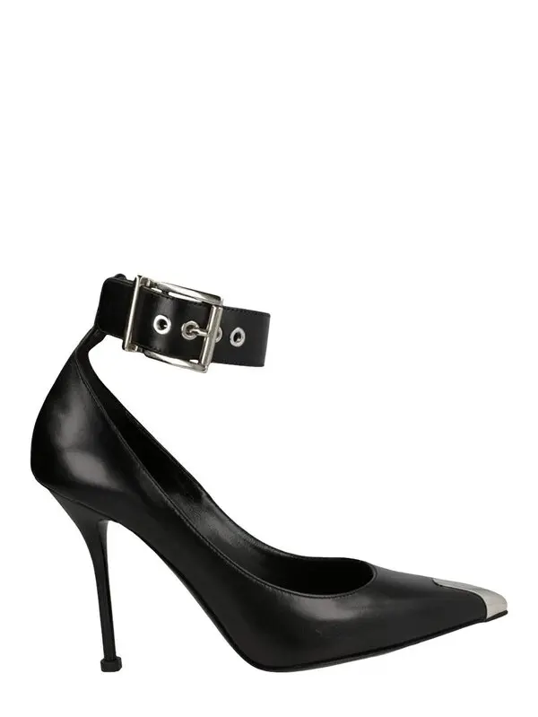 Alexander McQueen Buckle Leather Heel - Black