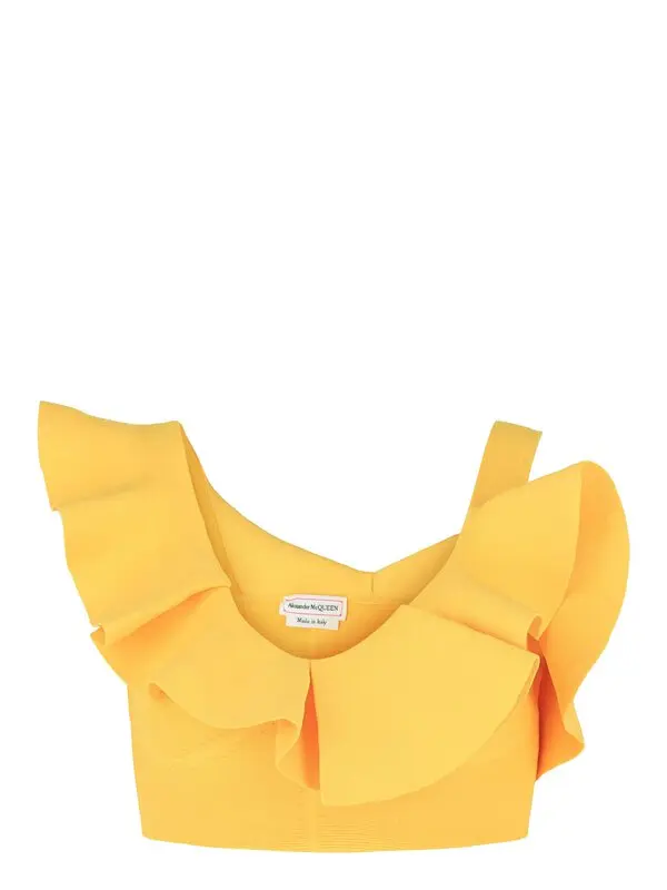 Alexander McQueen Ruffled Asymmetrical Cropped Top - Yellow