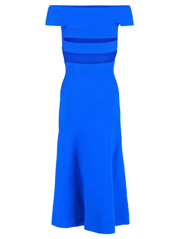 Alexander McQueen Off-the-shoulder Sliced Midi Dress - Blue