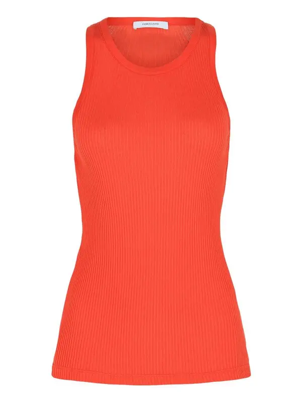 FERRAGAMO Ribbed Tank Top - Orange
