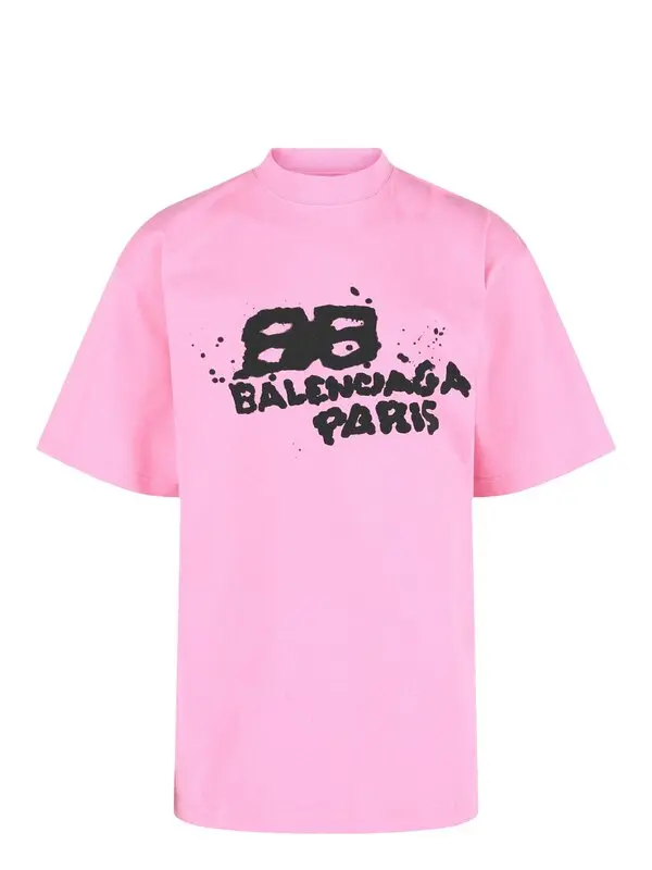Balenciaga Hand Drawn Bb Icon T-shirt - Pink