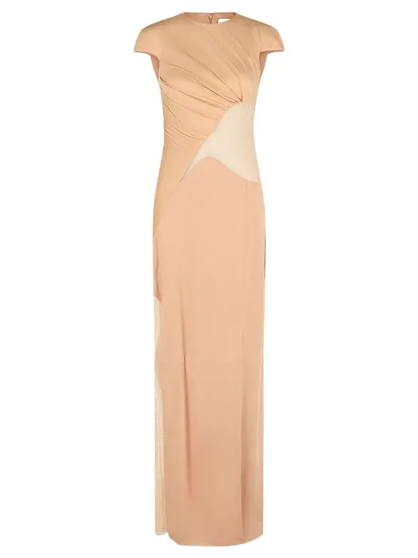 Givenchy Evening Satin Dress With 4g Lace - Tan