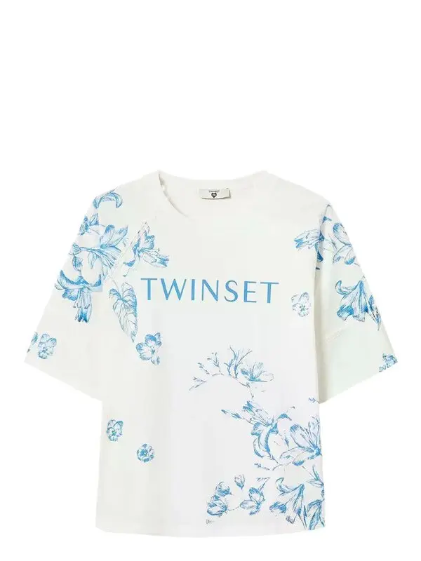 TWINSET Floral-print T-shirt - White