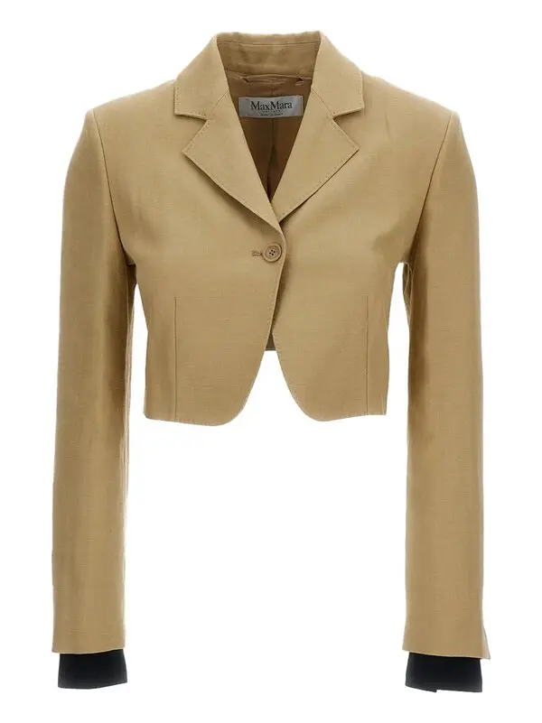 Max Mara Cropped Linen Blazer - Beige