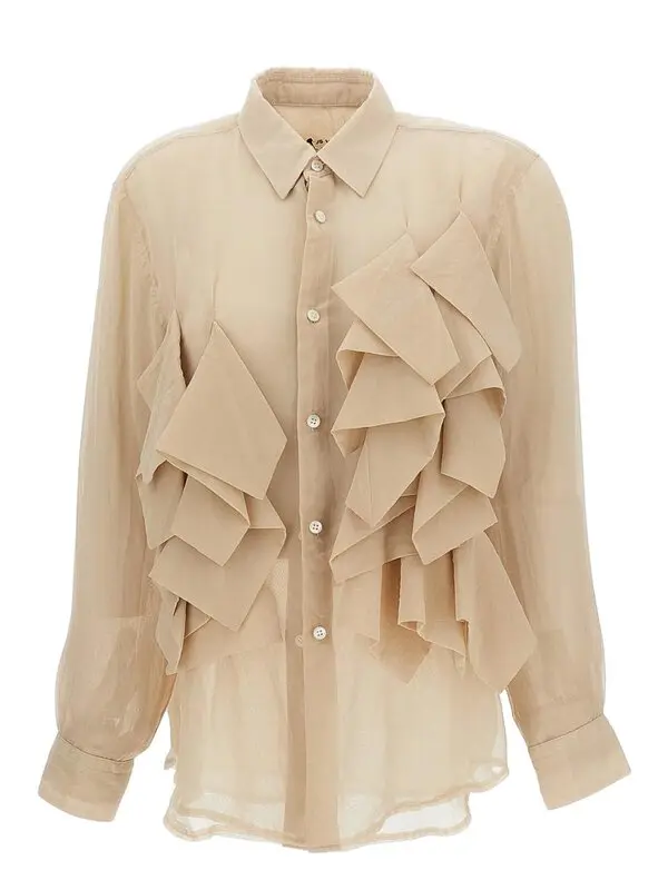 Comme Des Garçons Double Ruffle Shirt - Beige