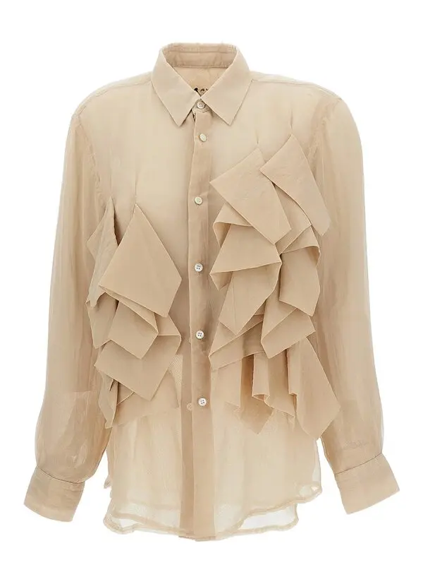 Comme Des Garçons Double Ruffle Shirt - Beige