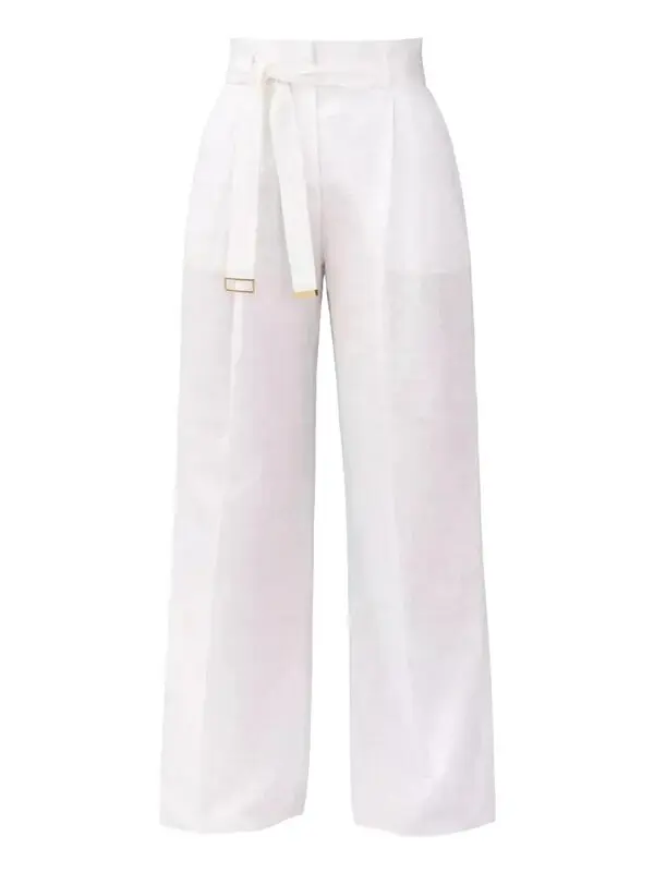 Max Mara Belted Wide-leg Trousers - White