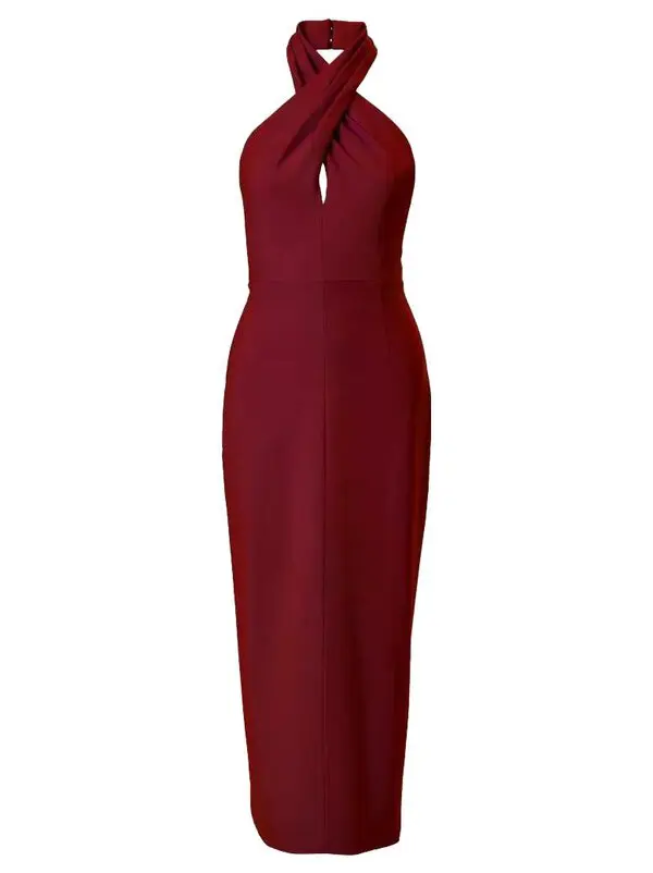 Carolina Herrera Twisted Halterneck Midi Dress - Red